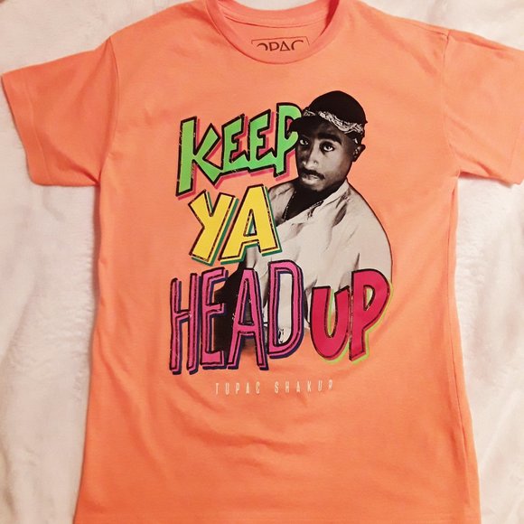 2Pac | Tops | Nwot Tupac Shakur Keep Ya Head Up Orange Graphic T Shirt ...